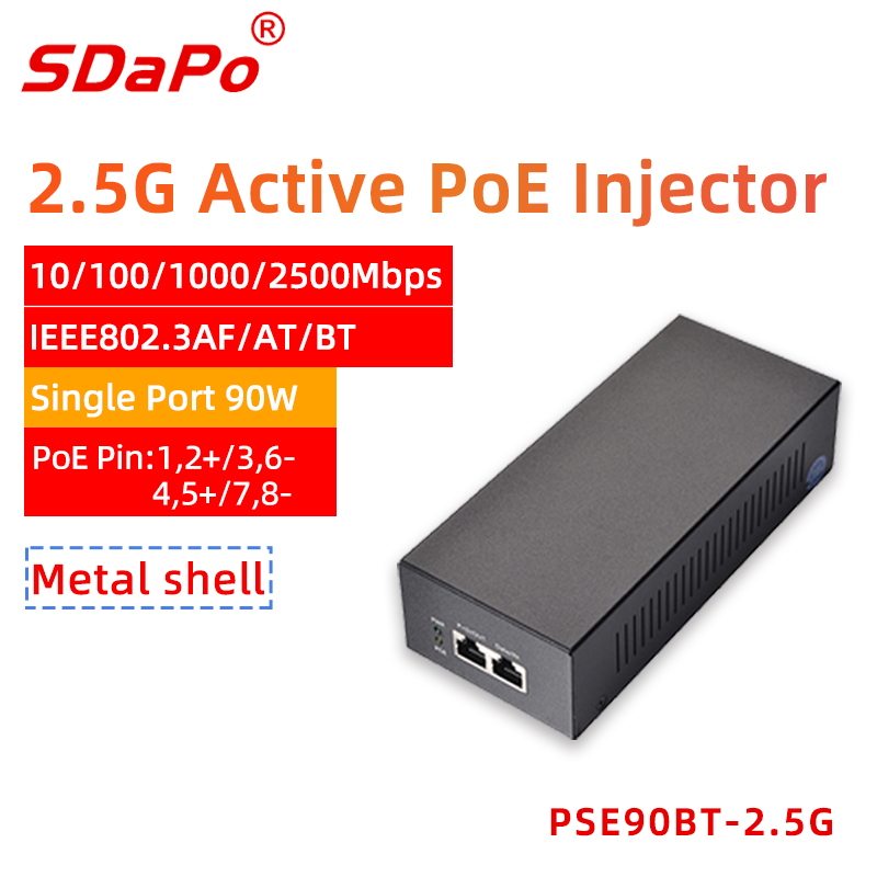 PSE90BT-2.5G PoE++ 2.5Gbps Single Port 90W PoE Active Injectors from China manufacturer - SDAPO
